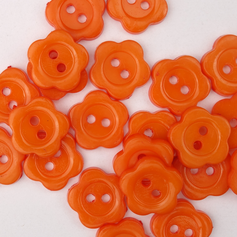 Marabella Orange - 13 mm Plast Knapp - Stofflykke.no