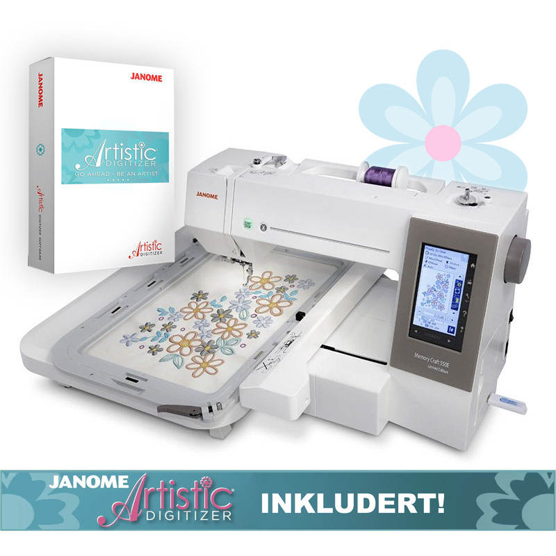 Janome Memory Craft 550E Broderimaskin m/Artistic Digitizer Jr ...