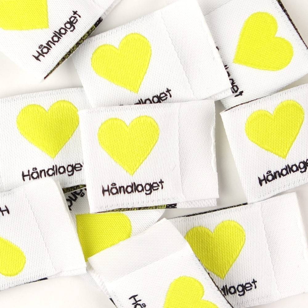 Håndlaget Merkelapp Gul - 10 stk - Stofflykke.no