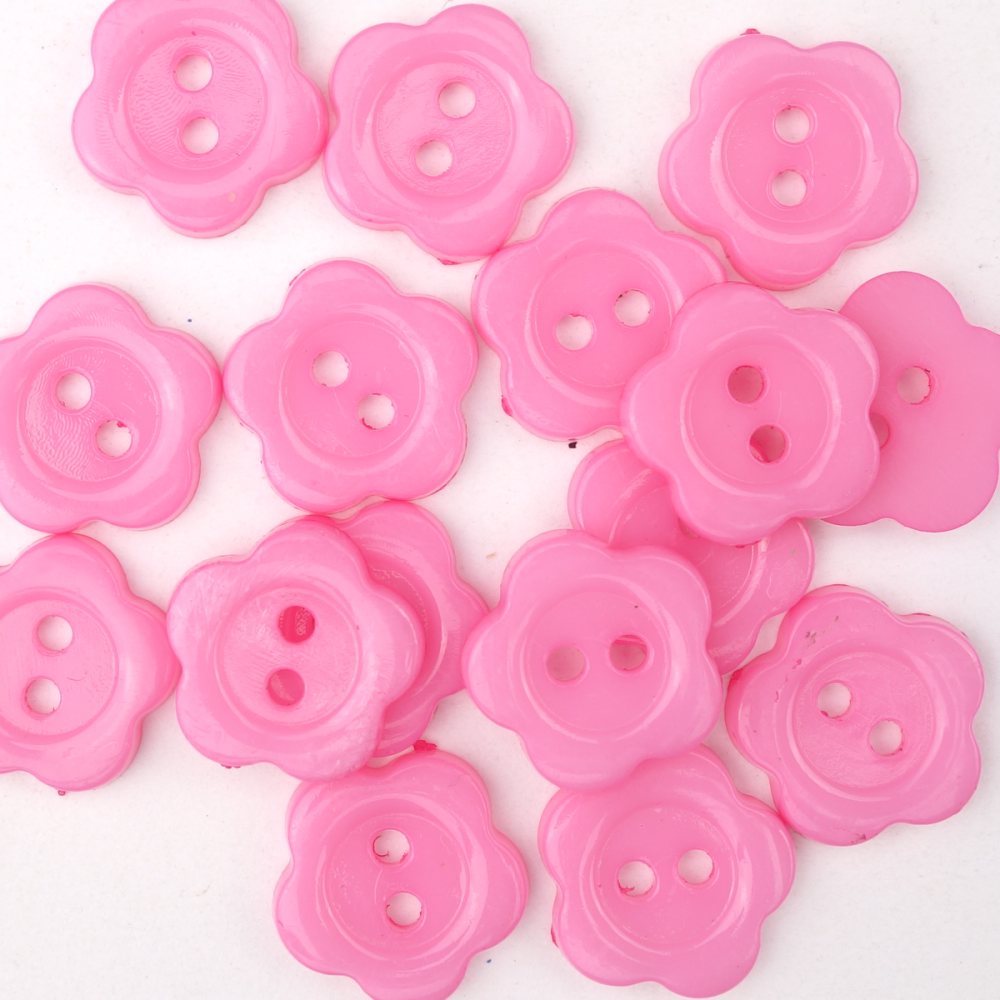 Marabella Lys Rosa - 13 mm Plast Knapp - Stofflykke.no